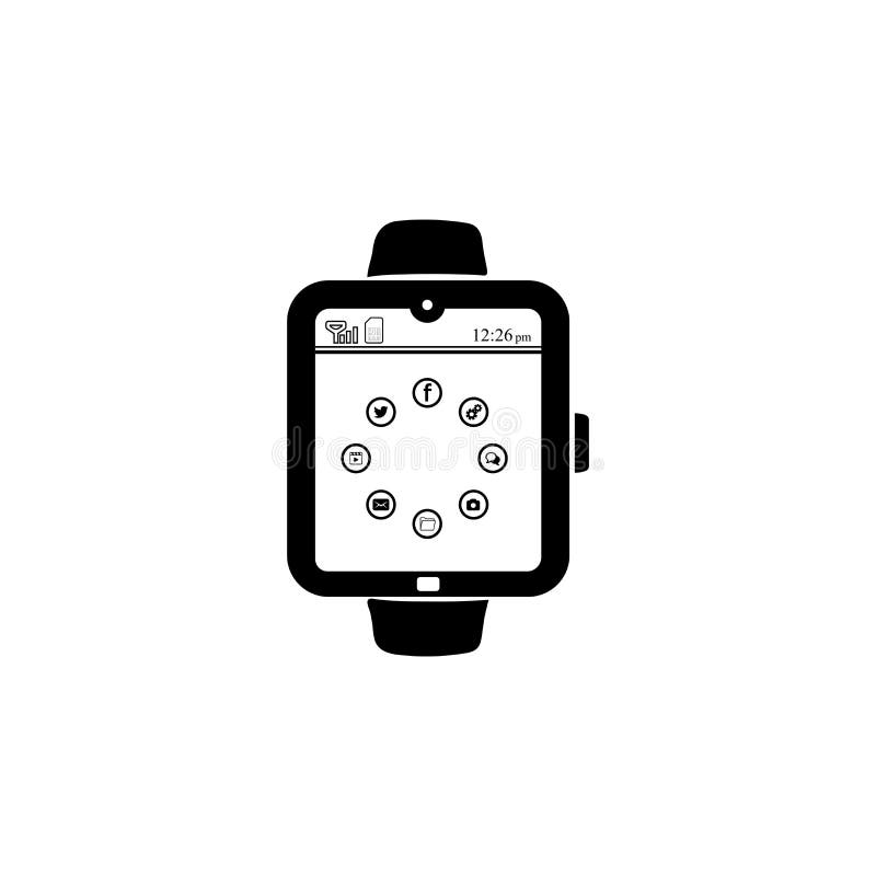 Smart Android Watch, Hand Clock Black Icon Stock Vector - Illustration ...