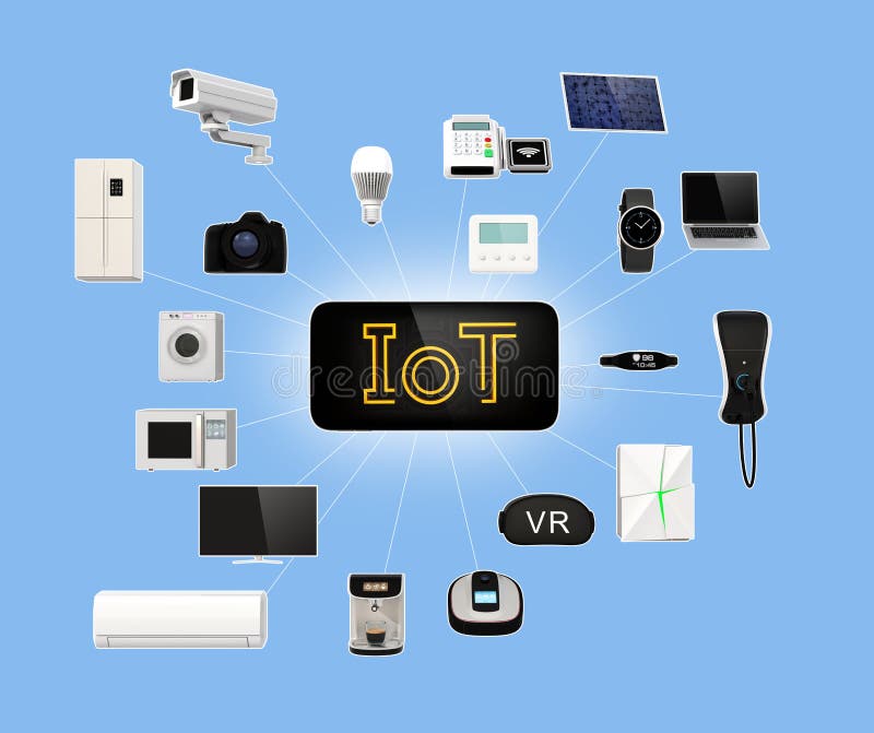 Smart Appliances Connected by Network Stock Illustration - Illustration ...