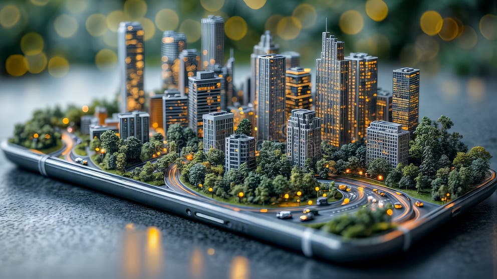 Smart Application Projects Cityscape from Smartphone, Innovation and ...