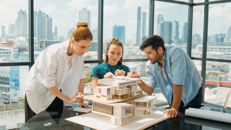 Architect Team Discussion about Design while Worker Present Idea ...