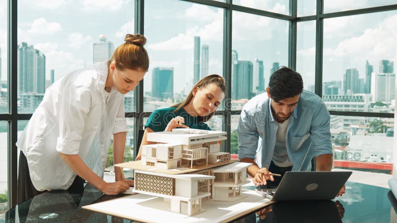 Architect Team Discussion about Design while Worker Present Idea ...