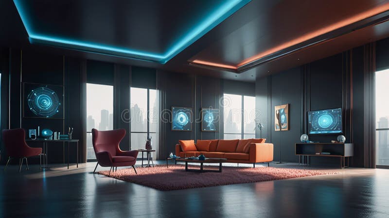 Smart Artificial Intelligent Ai Technology House Interior Stock ...