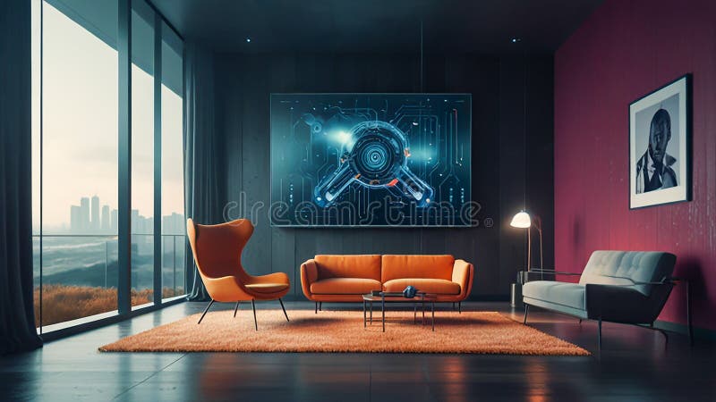 Smart Artificial Intelligent Ai Technology House Interior Stock ...