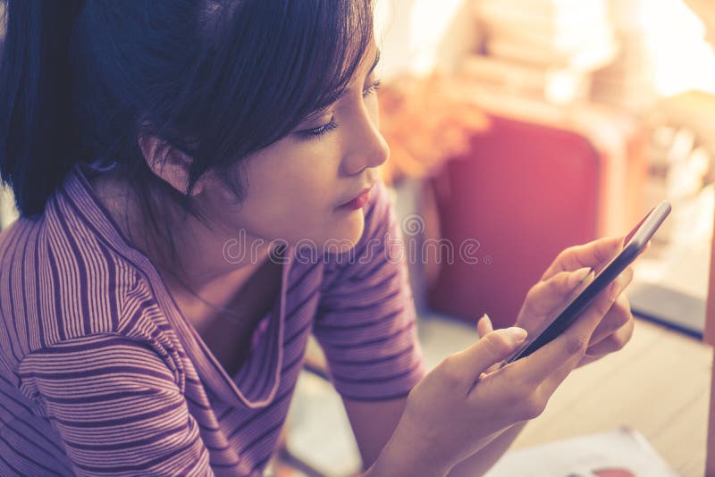Smart Woman Using Internet on the Mobile Phone Stock Image - Image of ...