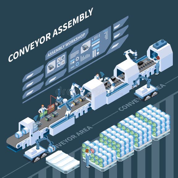 Smart Assembly Line Isometric Composition Stock Vector - Illustration ...