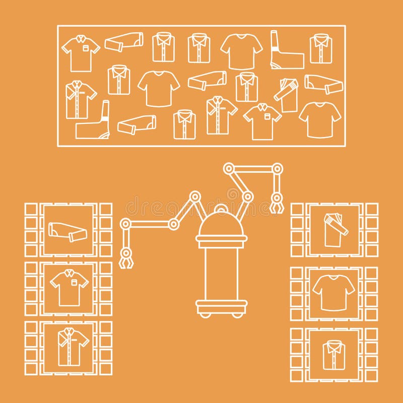 Smart Automatic Robotic Sorting of Clothes. Stock Vector - Illustration ...