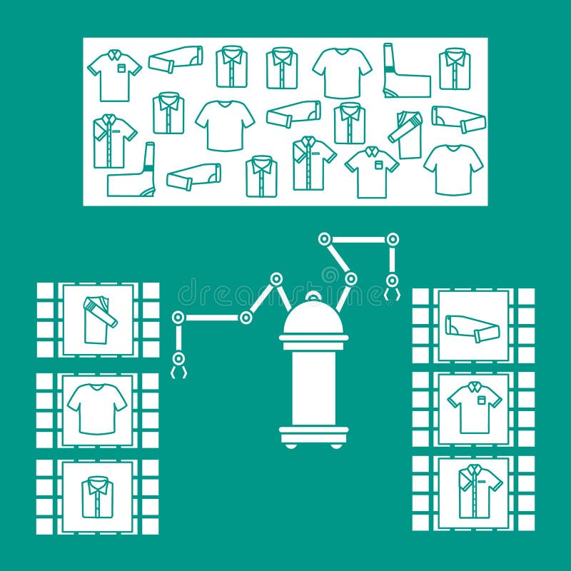 Smart Automatic Robotic Sorting of Clothes. Stock Vector - Illustration ...