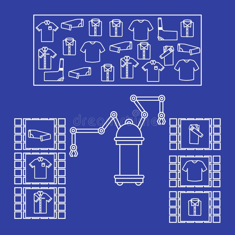 Smart Automatic Robotic Sorting of Clothes. Stock Vector - Illustration ...
