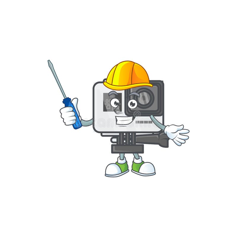 Smart Automotive Action Camera in Cartoon Character Style Stock Vector ...