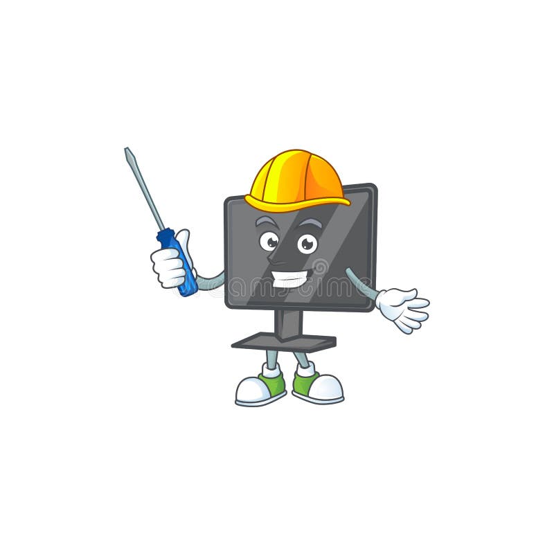 Smart Automotive Computer Screen in Cartoon Character Style Stock ...