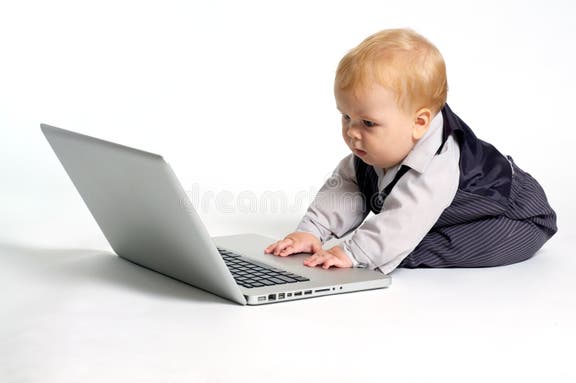 Smart baby with laptop stock image. Image of human, computer - 21073283