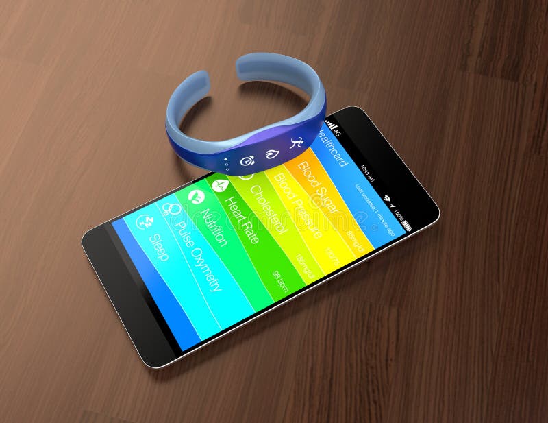 Smart Band and Smart Phone on the Table Stock Illustration ...