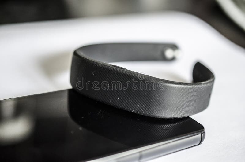 Smart Band Wearable Technology with Mobile Phone Stock Photo - Image of ...