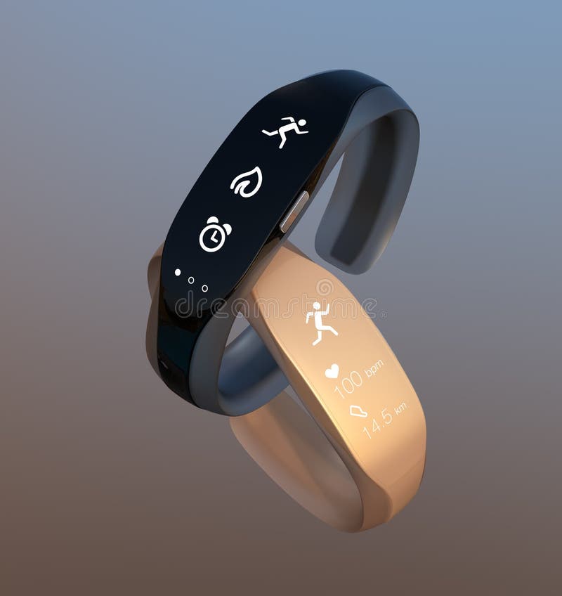 Smart Bands with Rubber Bracelet Stock Illustration - Illustration of ...