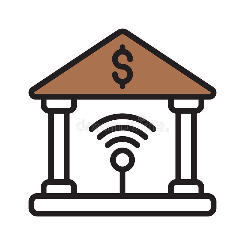 Smart Banking Icon Creatively Designed in Outline Style Stock ...