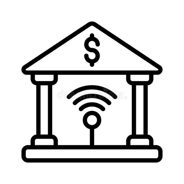 Smart Banking Icon Creatively Designed in Outline Style Stock ...