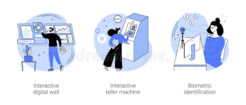 Interactive Teller Machine Isolated Cartoon Vector Illustrations. Stock Vector - Illustration of ...