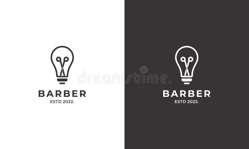 Smart Barber Logo Design Modern Concept, Light Bulb Combine with ...