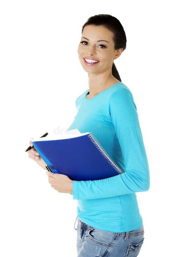 Smart Beautiful Young Girl with Notepad Stock Image - Image of happy ...