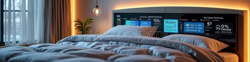 Smart Bed with Digital Headboard Display in Modern Bedroom Interior ...