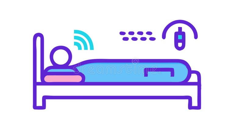 Smart Bed Icon for IoT Sleep Analytics and Connected Home, Vector ...