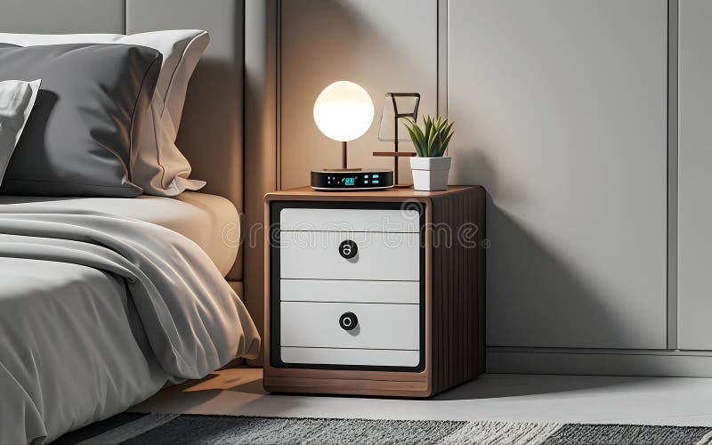 Smart Bedside Table with Charger, Night Light, Alarm, Safe & Bluetooth ...