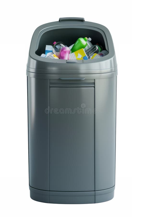 A Smart Bin that Sorts and Recycles Waste, Set Against a Pristine White ...