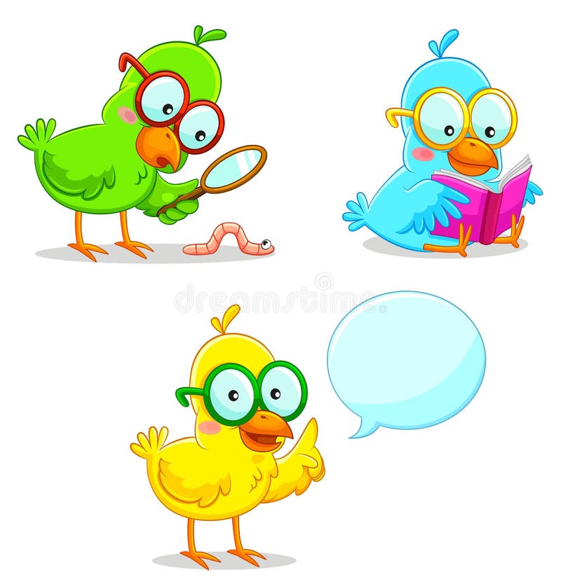 Green Cartoon Birds - Emotion Shock, Surprise, Bewilderment Stock ...