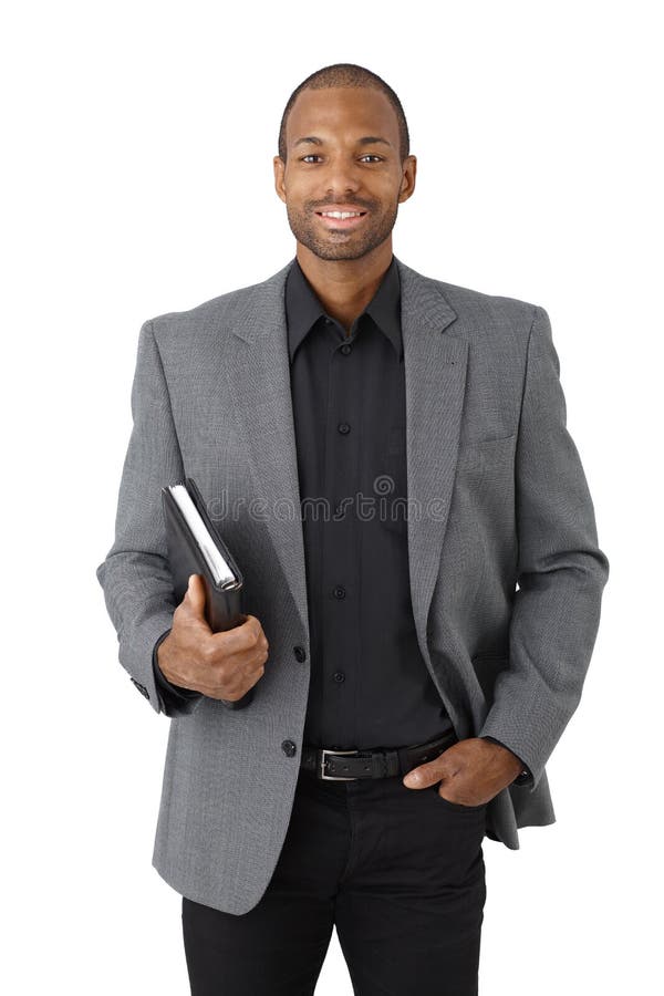 Smart Black Businessman with Organizer Stock Image - Image of camera ...