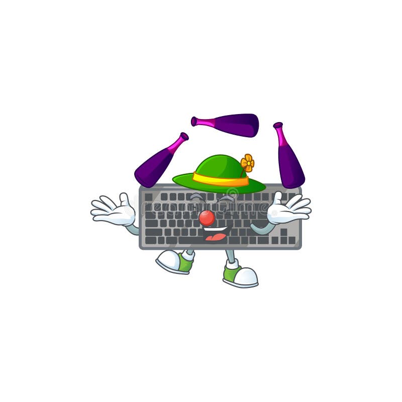 Smart Black Keyboard Cartoon Character Style Playing Juggling Stock ...