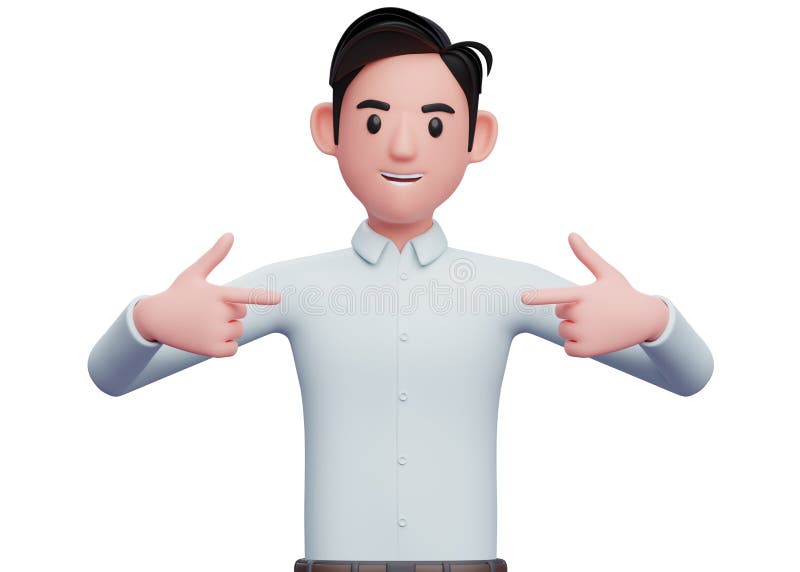Smart Boy in Blue Shirt Pointing Self Stock Illustration - Illustration ...