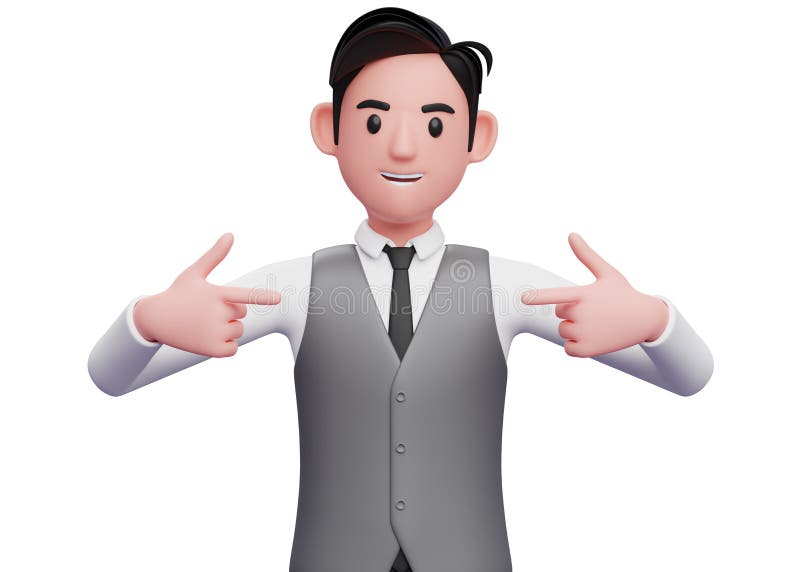 3D Illustration of Smart Boy Pointing Camera Stock Illustration ...