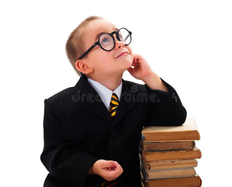 Smart Boy Looking Upwards stock photo. Image of literature - 33994480