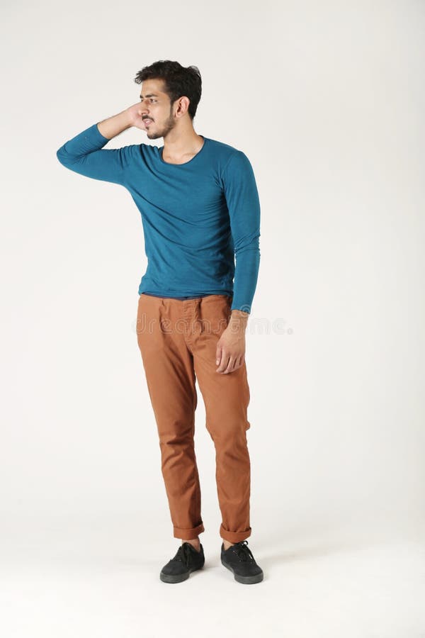 Smart Boy with Side View Pose Stock Image - Image of isolated, beard ...