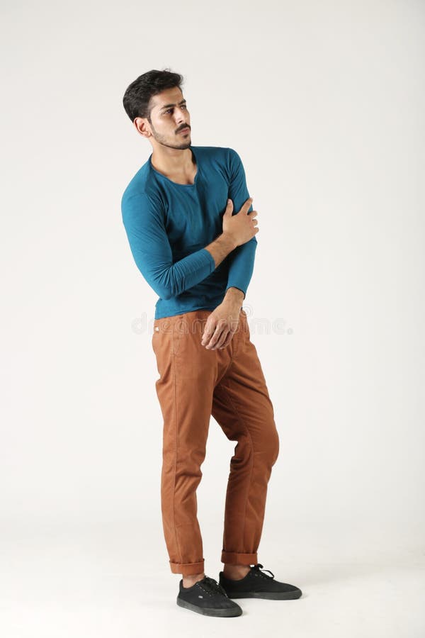 Smart Boy with Side View Pose Stock Image - Image of isolated, beard ...