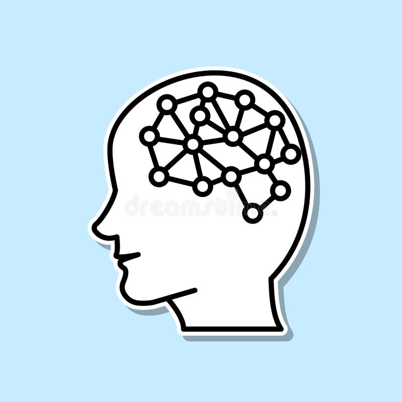 Smart Brain Artificial Intelligence Sticker Icon. Simple Thin Line ...