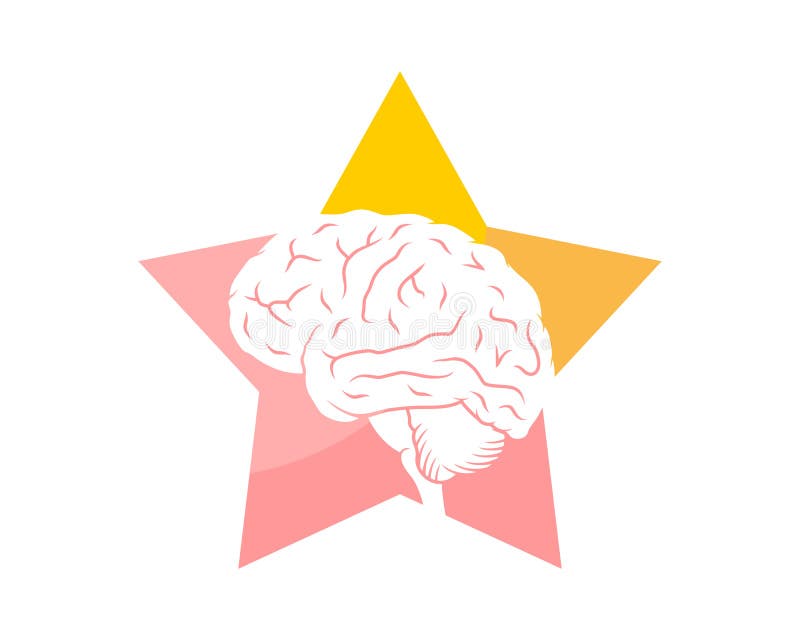 Smart Brain Inside the Star Shape Stock Illustration - Illustration of ...