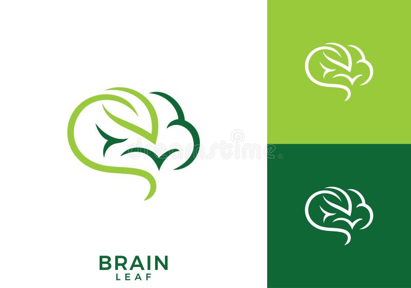 Smart Brain Leaf Logo Design. Simple Modern Human Mind Icon Vector ...