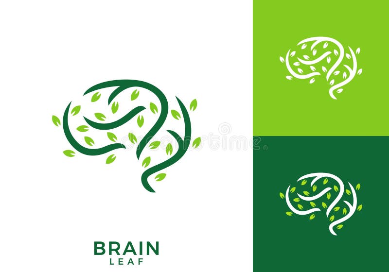 Smart Brain Leaf Tree Logo Design. Simple Modern Nature Human Mind Icon ...