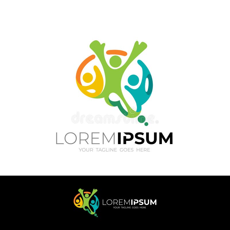 Smart Brain Logo with People Community Design Vector Stock Vector ...