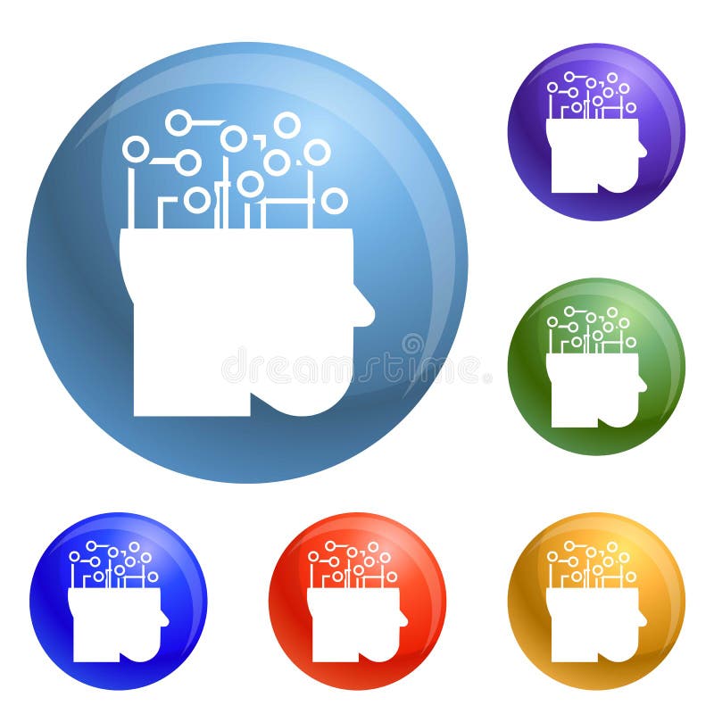 Smart Mind Gear Icons Set Vector Stock Vector - Illustration of concept ...