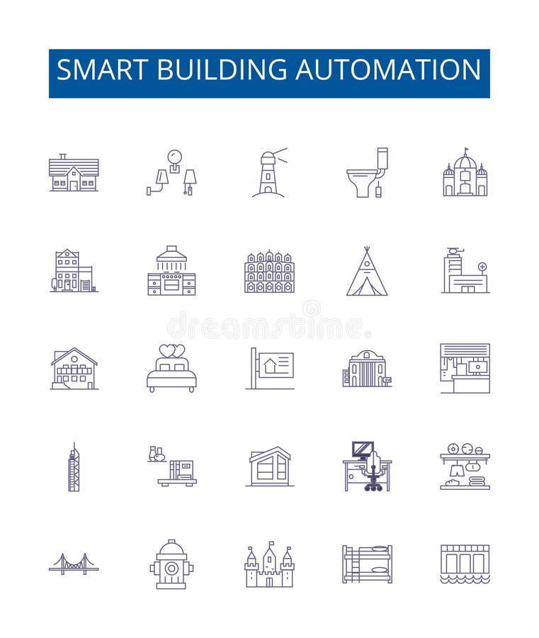 Smart Building Automation Line Icons Signs Set. Design Collection of ... Smart Building Automation Line Icons Signs Set. Design Collection of ...