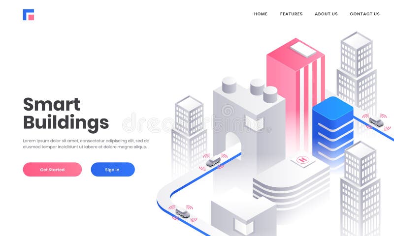 Smart Building Concept Based Landing Page Design with Isometric ...