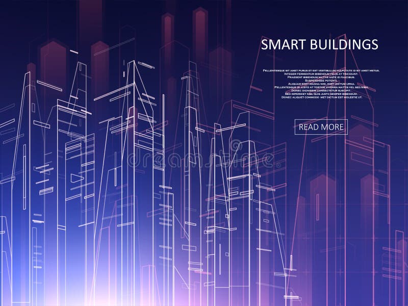 Smart Building Concept Design Stock Vector - Illustration of futuristic ...