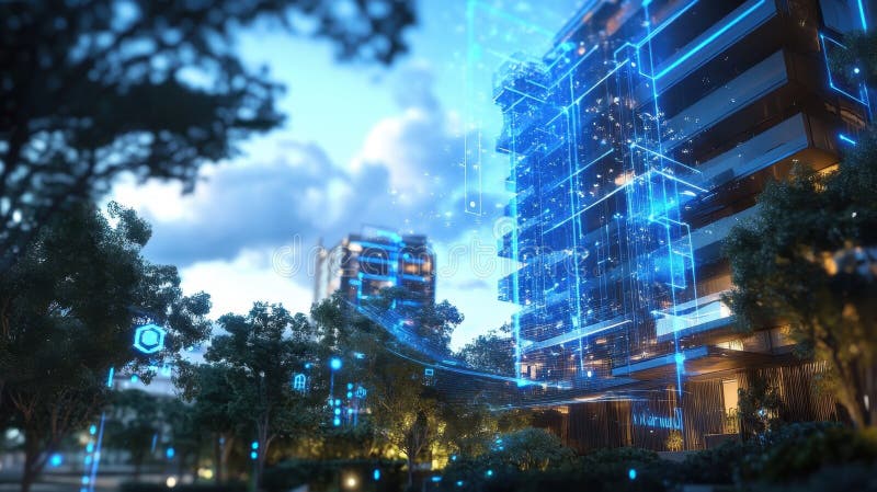 Smart Building Showing Energy Consumption and Efficiency Data ...