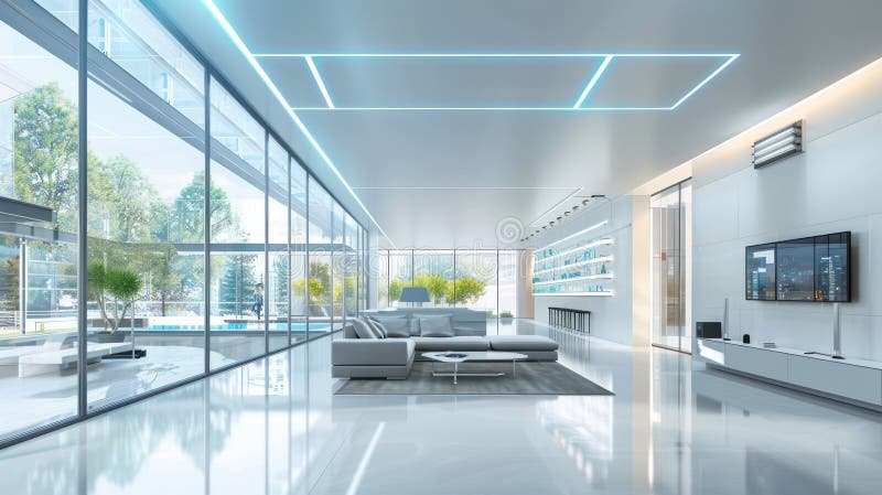 Smart Building Systems Controlling Lighting Stock Illustration ...