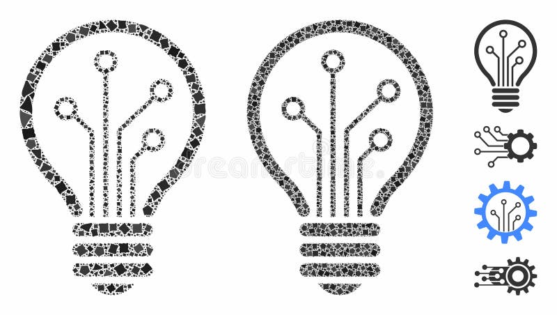 Smart Bulb Composition Icon of Ragged Parts Stock Vector - Illustration ...
