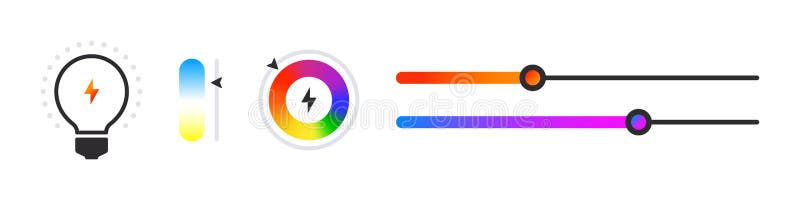 Smart Bulb Control Icons. LED Bulbs with Wireless Remote Stock Vector ...