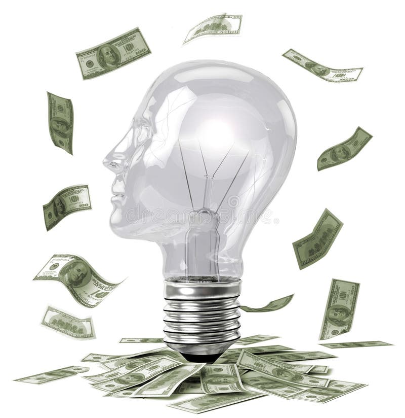Smart bulb and money stock illustration. Illustration of strategy ...