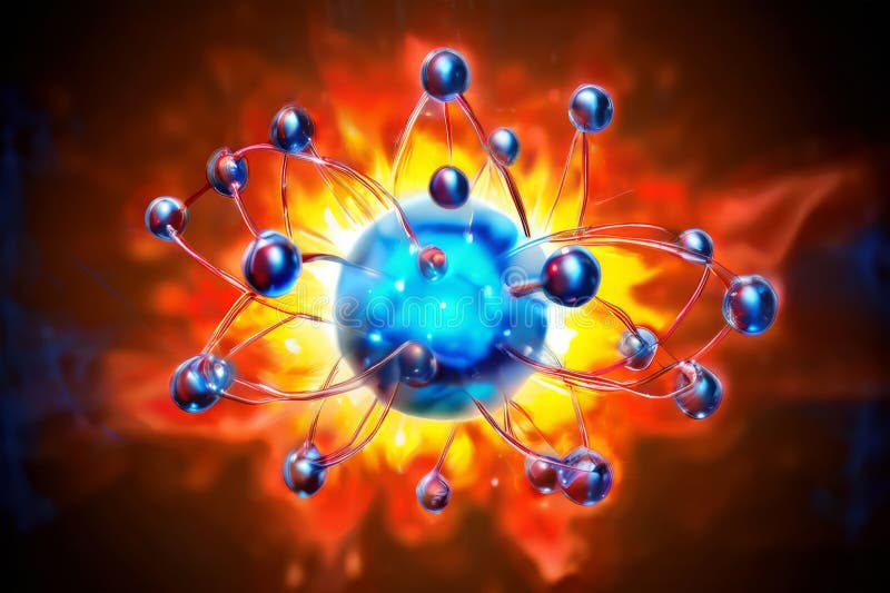 Smart Burst Atomic Model Atom with Electrons Bursting Out from T Stock ...